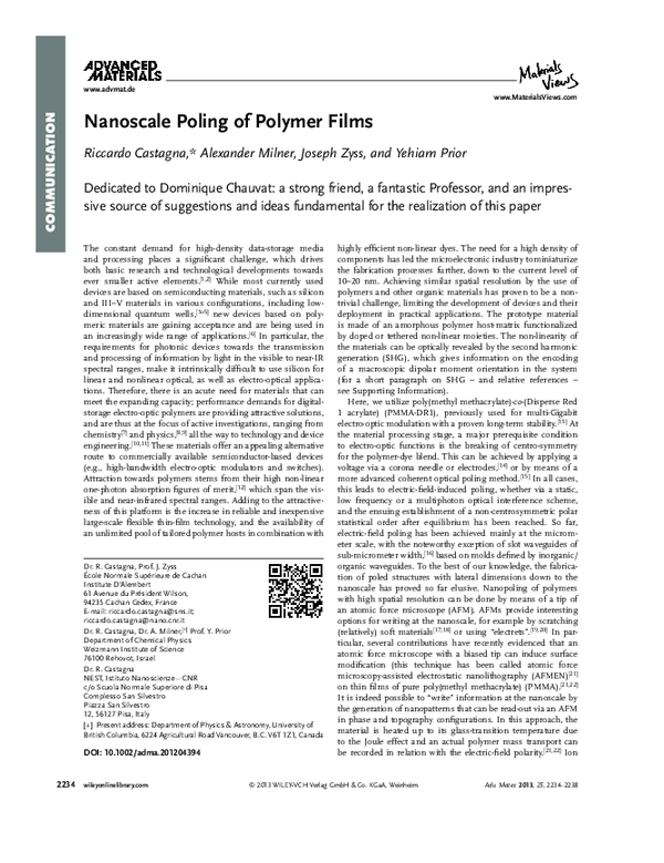 (PDF) Nanoscale Poling of Polymer Films