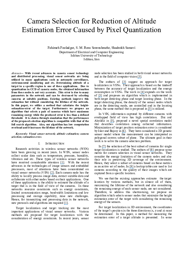 (PDF) Camera Selection for Reduction of Altitude Estimation Error Caused by Pixel Quantization ...