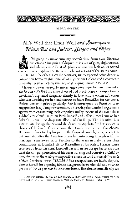 (PDF) All's Well that Ends Well and Shakespeare's Helens: Text and ...