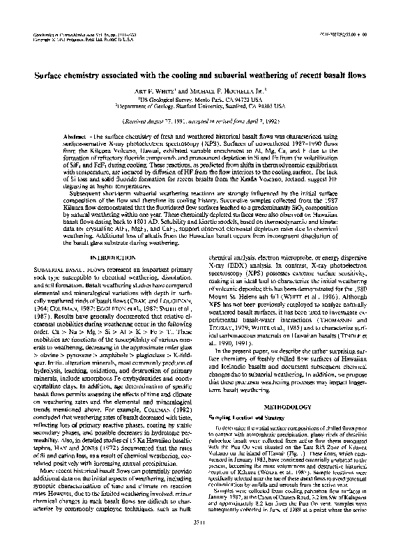 (PDF) Surface chemistry associated with the cooling and subaerial ...