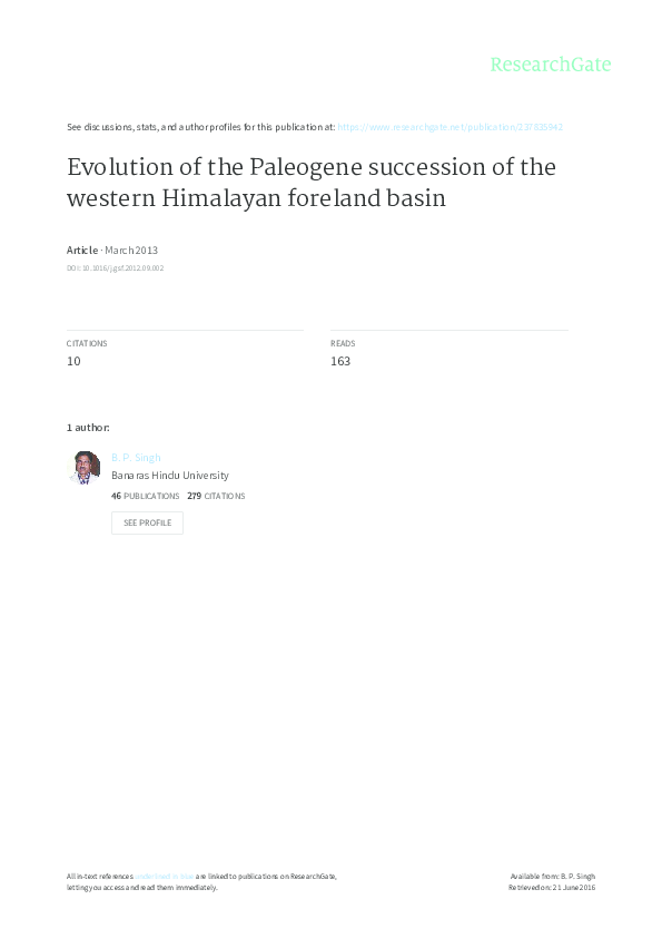 (PDF) Evolution of the Paleogene succession of the western Himalayan ...