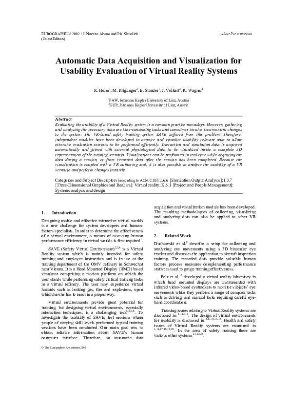 (PDF) Automatic Data Acquisition and Visualization for Usability Evaluation of Virtual Reality ...