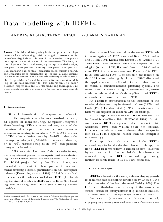 (PDF) Data modelling with IDEF1x