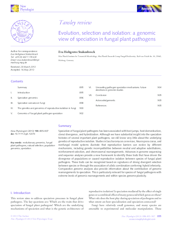 (PDF) Evolution, selection and isolation: a genomic view of speciation ...