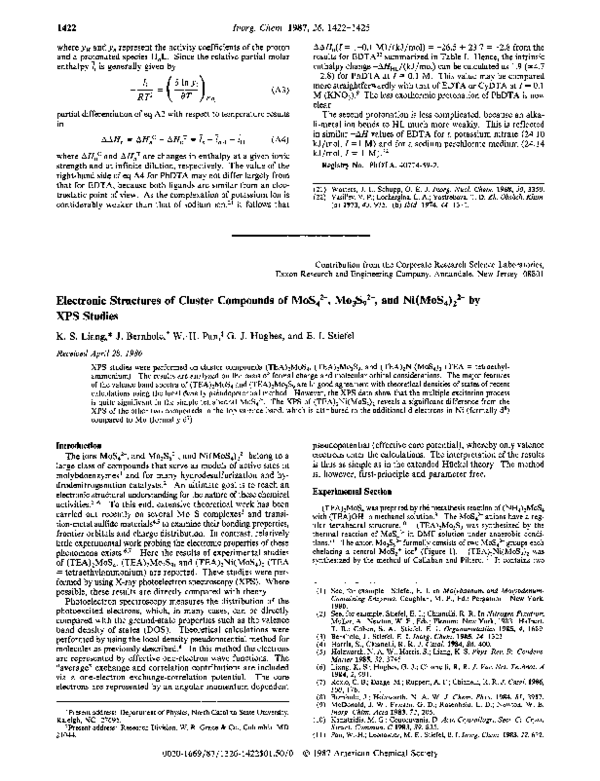 (PDF) Electronic structures of cluster compounds of molybdenum sulfide ...