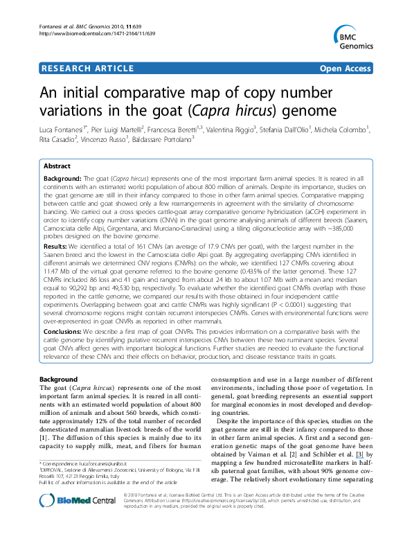 Pdf An Initial Comparative Map Of Copy Number Variations In The Goat Capra Hircus Genome