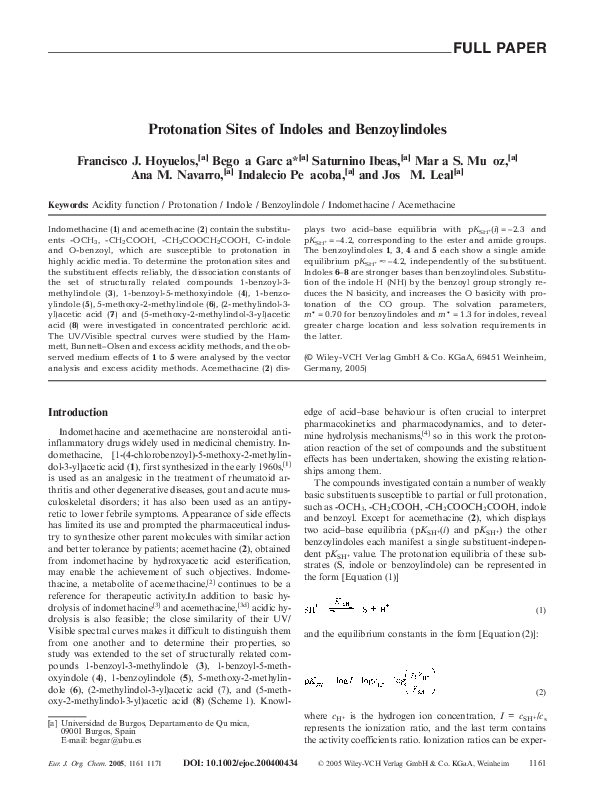 (PDF) Protonation Sites of Indoles and Benzoylindoles