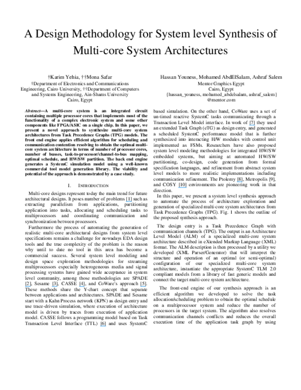 A Design Methodology For System Level Synthesis Of Multi Core System
