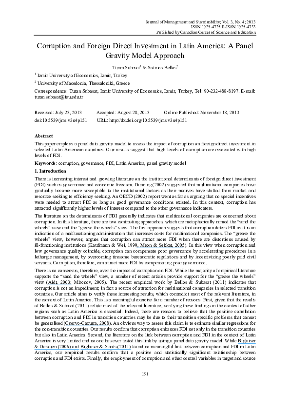 (PDF) Corruption and Foreign Direct Investment in Latin America: A ...