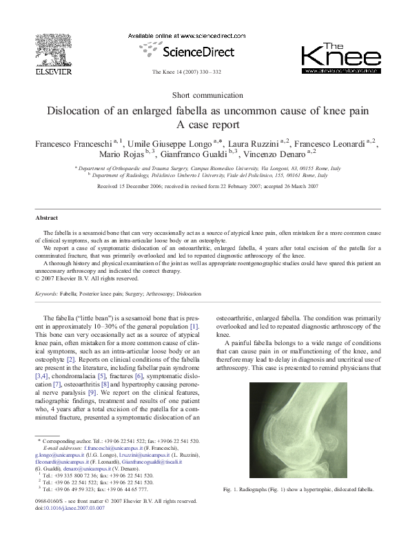 (PDF) Dislocation of an enlarged fabella as uncommon cause of knee pain ...