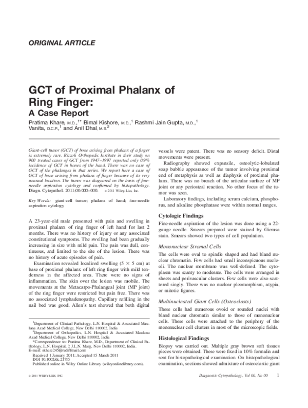 (PDF) GCT of proximal phalanx of ring finger: A case report