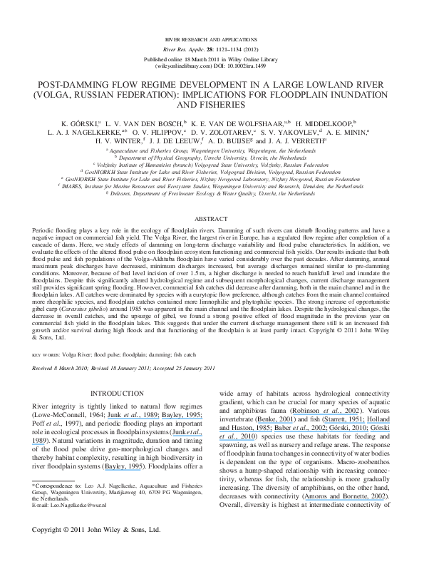 (PDF) Post-Damming Flow Regime Development in a Large Lowland River ...