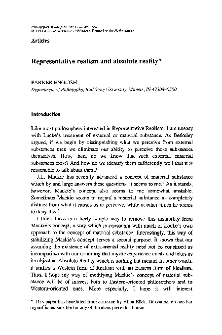 (PDF) Representative realism and absolute reality