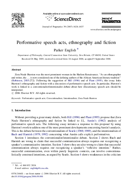 (PDF) Performative speech acts, ethnography and fiction
