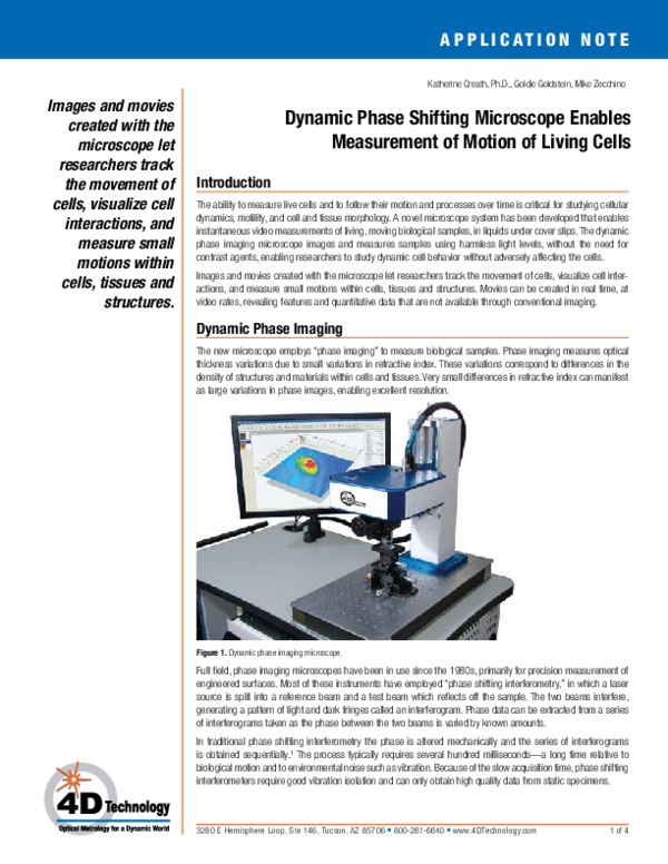 (PDF) Dynamic Phase Shifting Microscope Enables Measurement of Motion ...