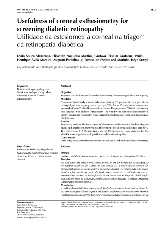 (PDF) Usefulness of corneal esthesiometry for screening diabetic ...