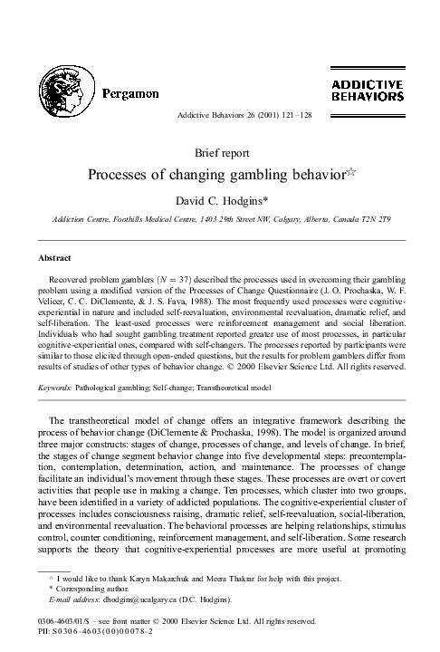(PDF) Processes of changing gambling behavior
