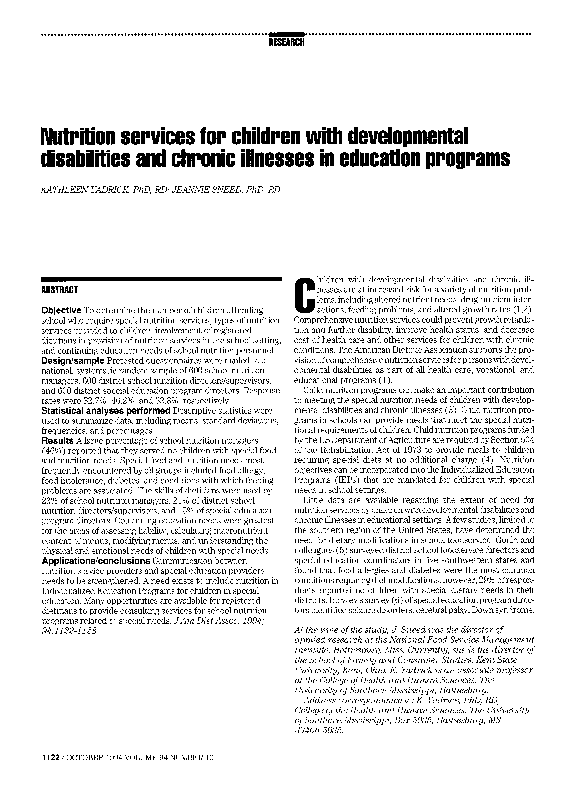 (PDF) Nutrition services for children with developmental disabilities ...