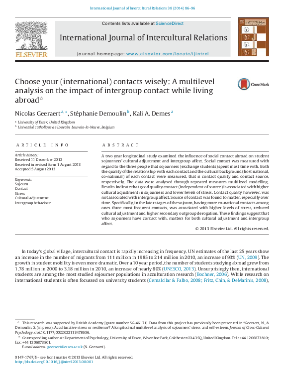 (PDF) Choose your (international) contacts wisely: A multilevel ...