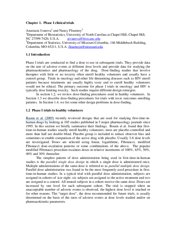 (PDF) Phase I Clinical Trials