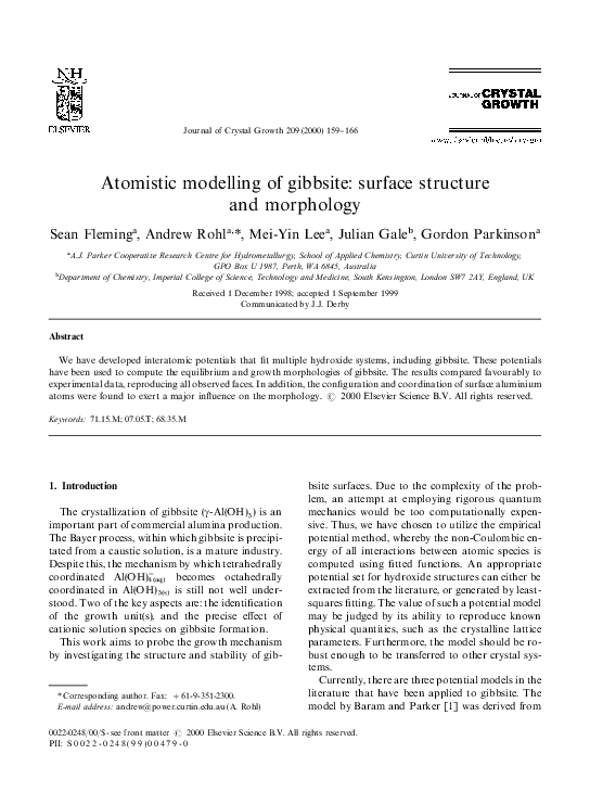 (PDF) Atomistic modelling of gibbsite: surface structure and morphology