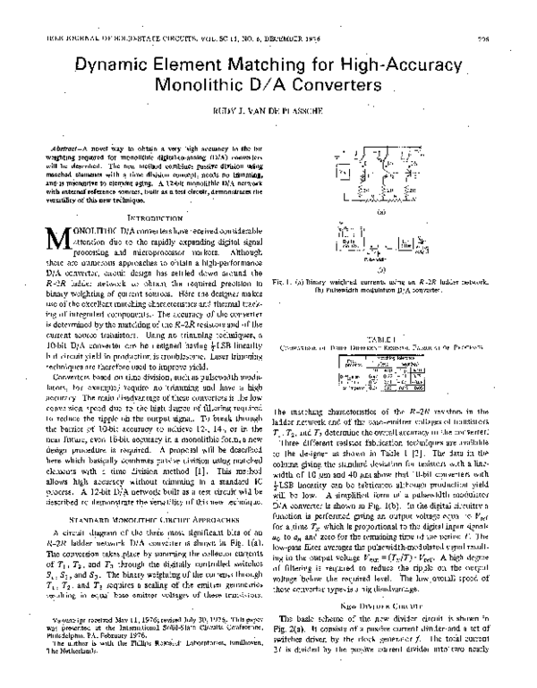 Pdf Dynamic Element Matching For High Accuracy Monolithic Wa Converters