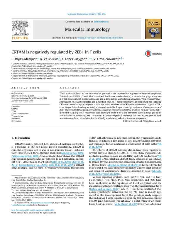 (PDF) CRTAM is negatively regulated by ZEB1 in T cells