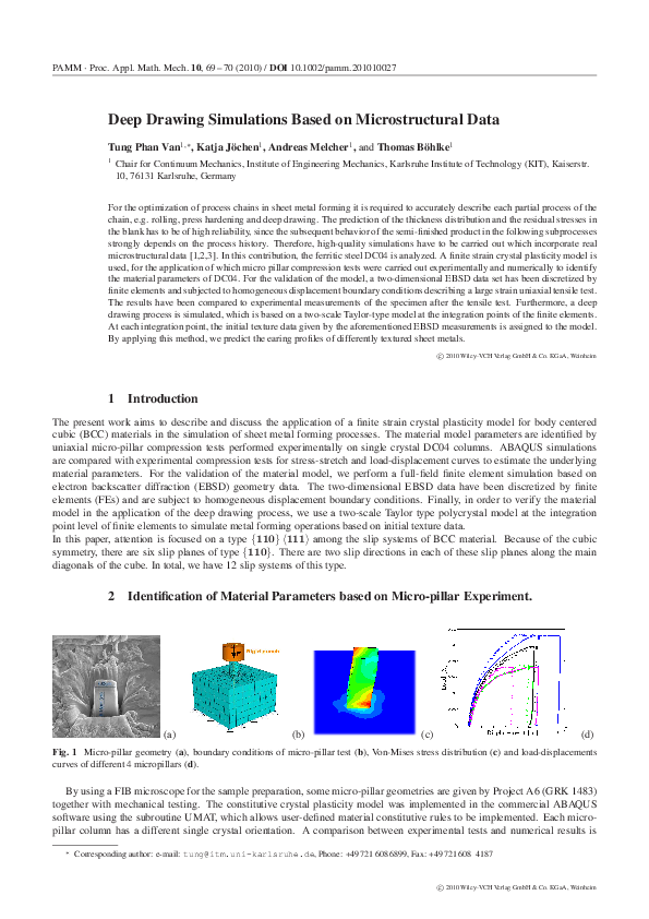 (PDF) Deep Drawing Simulations Based on Microstructural Data