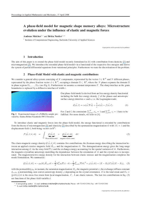 (PDF) A phase-field model for magnetic shape memory alloys: Microstructure evolution under the ...