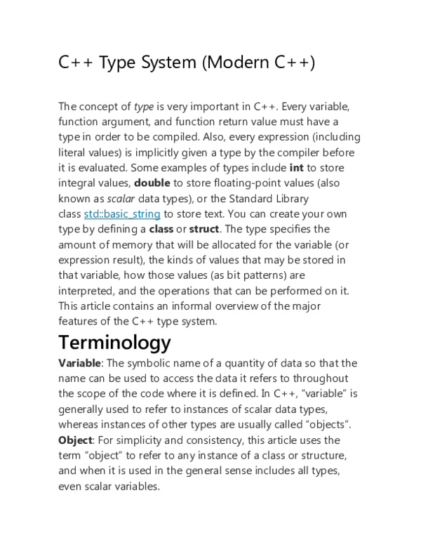 (PDF) C++ Type System (Modern C