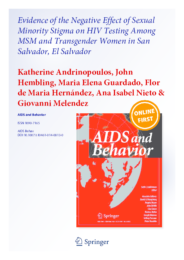 (PDF) Evidence of the Negative Effect of Sexual Minority Stigma on HIV ...