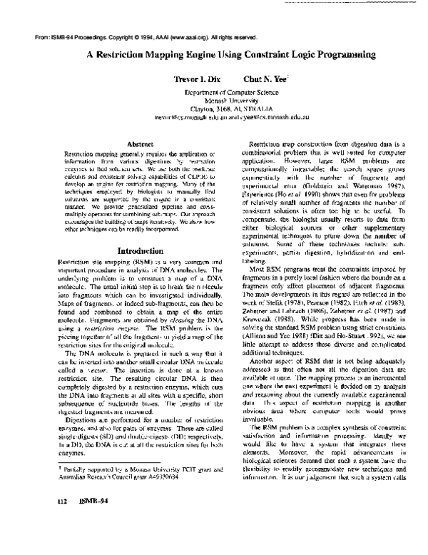 Pdf A Restriction Mapping Engine Using Constraint Logic Programming