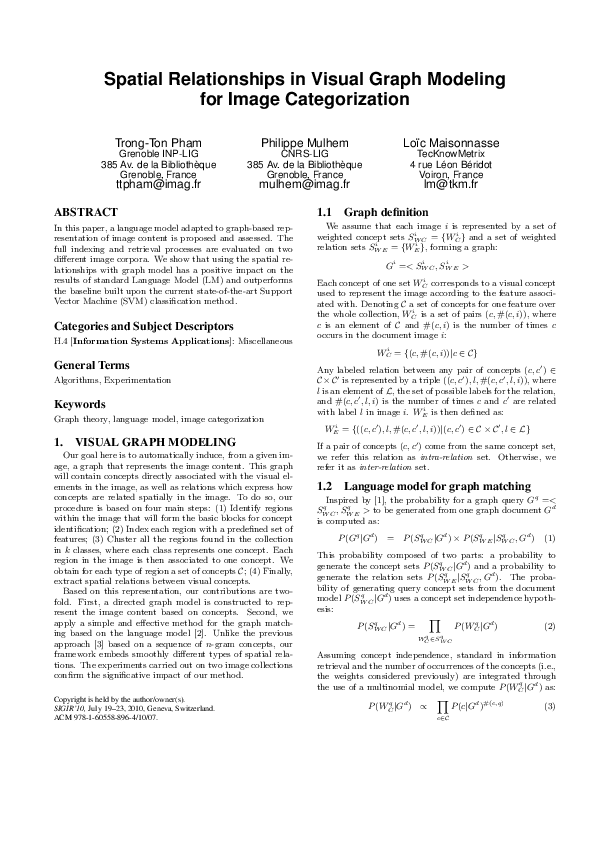 (PDF) Spatial relationships in visual graph modeling for image categorization