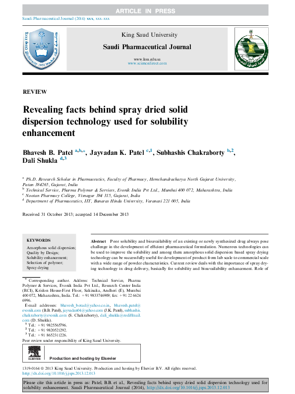 (PDF) Revealing facts behind spray dried solid dispersion technology ...