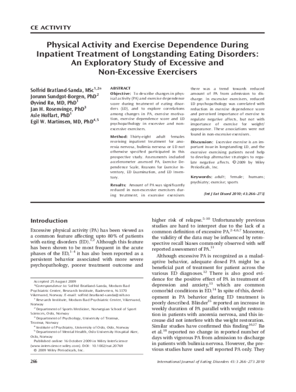 (PDF) Physical activity and exercise dependence during inpatient ...