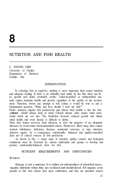 (PDF) 8 NUTRITION AND FISH HEALTH