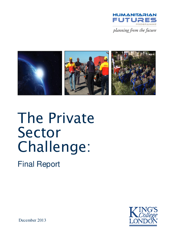 (PDF) The Private Sector Challenge Report by the Humanitarian Futures ...
