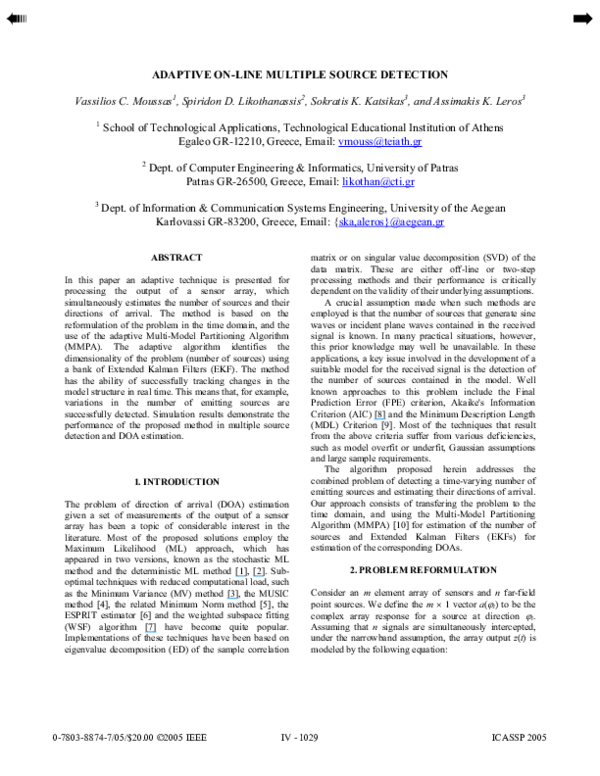 Pdf Adaptive On Line Multiple Source Detection