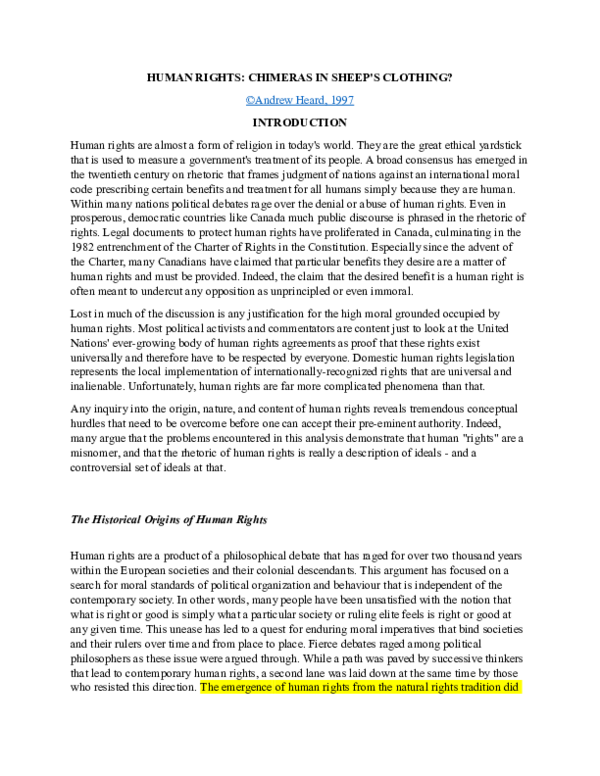 (DOC) HUMAN RIGHTS: CHIMERAS IN SHEEP'S CLOTHING