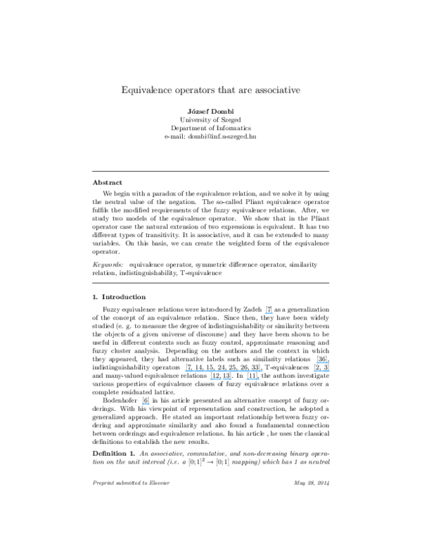 Pdf Equivalence Operators That Are Associative