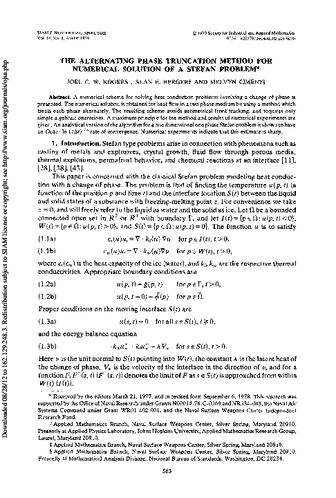 Pdf The Alternating Phase Truncation Method For Numerical Solution Of A Stefan Problem