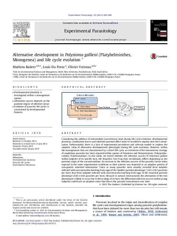 (PDF) Alternative development in Polystoma gallieni (Platyhelminthes ...