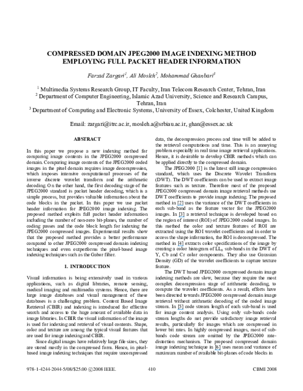 (PDF) Compressed domain JPEG2000 image indexing method employing full ...