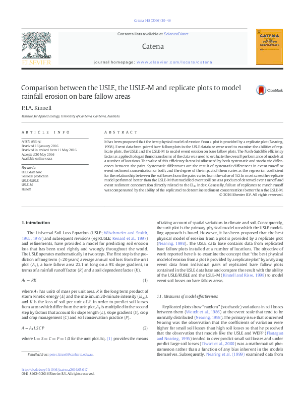 (PDF) Comparison between the USLE, the USLE-M and replicate plots to ...