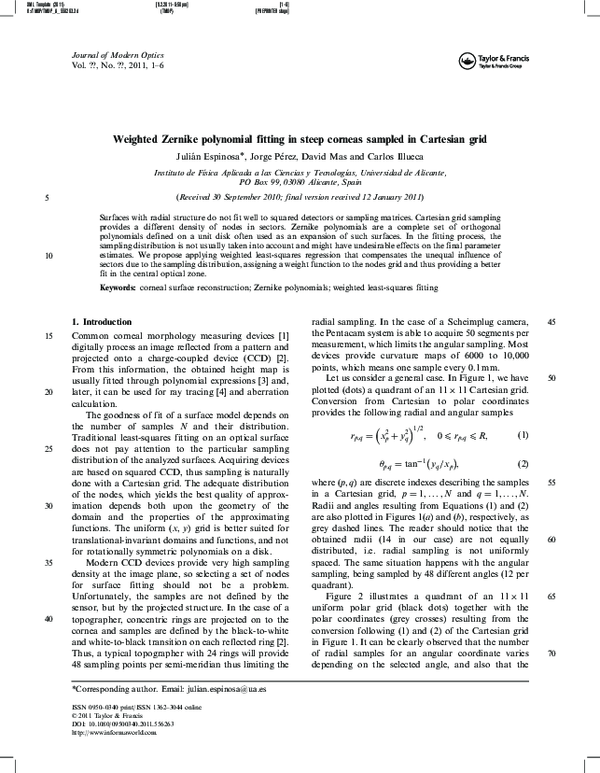(PDF) Weighted Zernike polynomial fitting in steep corneas sampled in ...