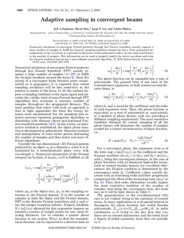 (PDF) Adaptive sampling in convergent beams