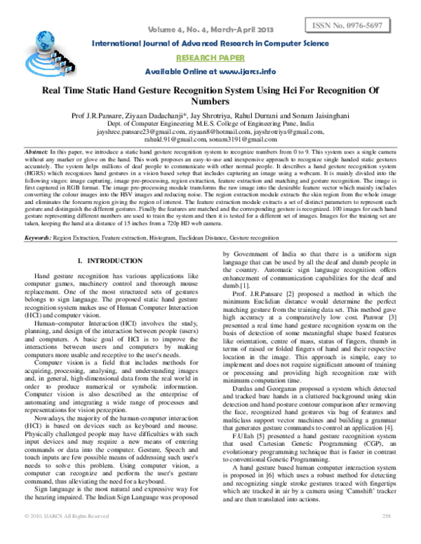 (PDF) 3. Real Time Static Hand Gesture Recognition System Using HCI For ...