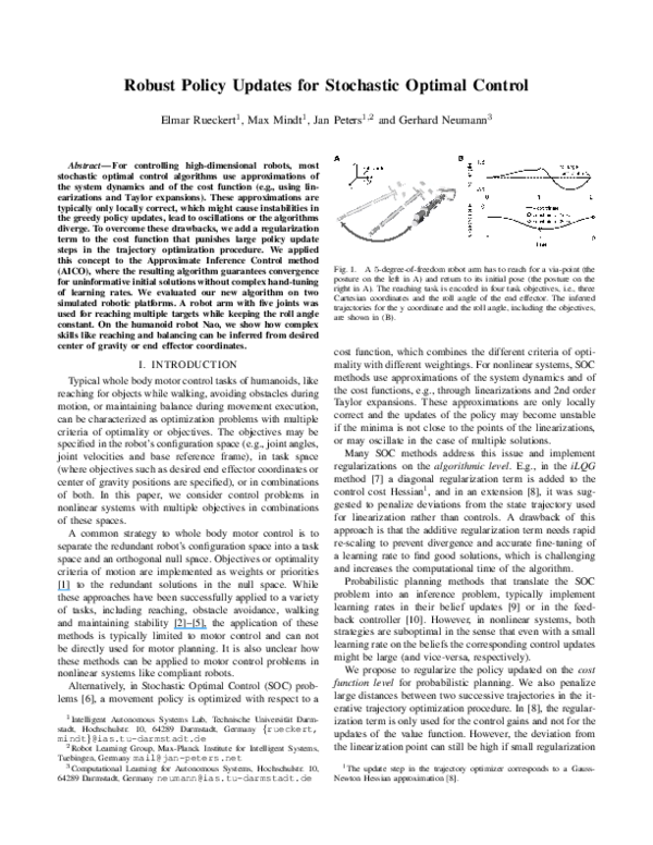 Pdf Robust Policy Updates For Stochastic Optimal Control