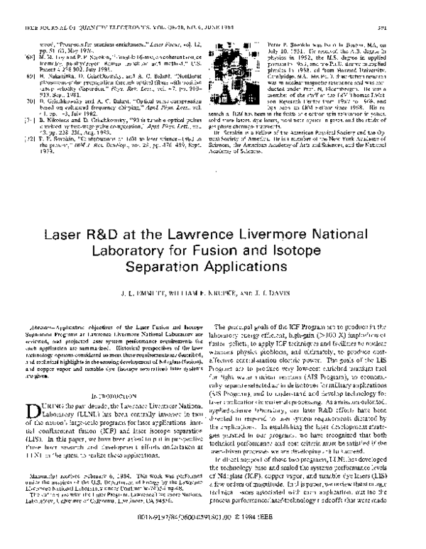 (PDF) Laser R&D at the Lawrence Livermore National Laboratory for ...