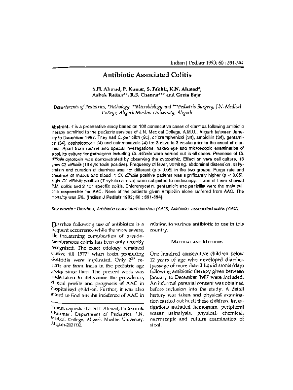 (PDF) Antibiotic associated colitis